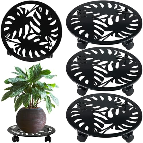 Amazon.com: 2 Pack Plant Caddy with Wheels Heavy Duty 11 Inch Metal ...