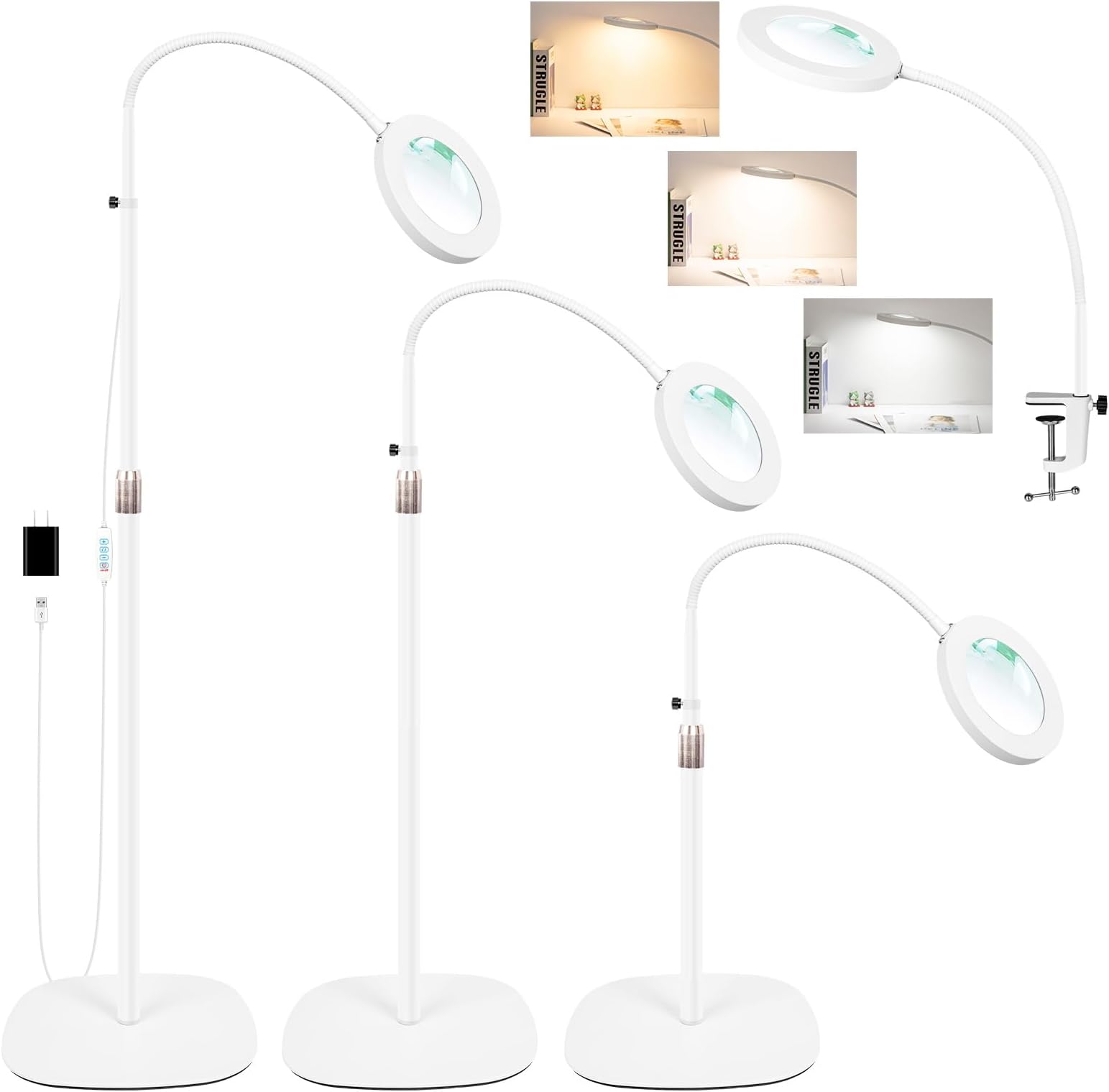 Amazon.com: LED Magnifying Floor Stand Lamp Magnifier Facial Light 16x ...