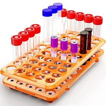 Test Tube Rack with Silicone Gasket 5o Holes,for 5mL-15mL Lab Tubes ...