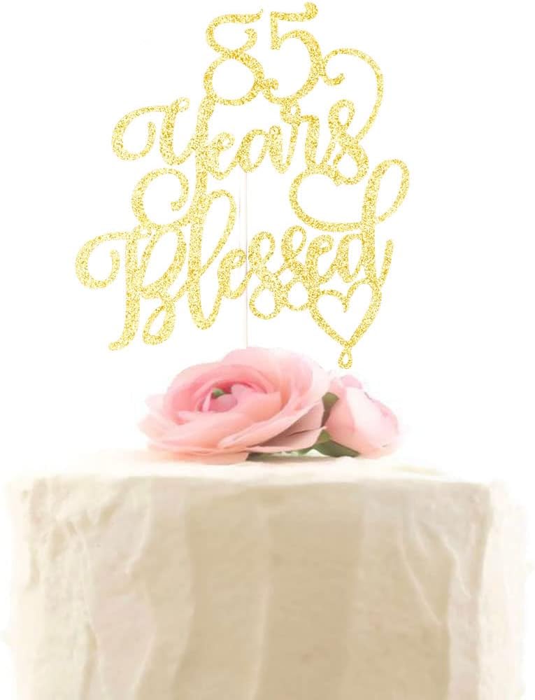 Amazon.com: 85 Years Blessed Cake Topper, Happy 85th Birthday Cake ...