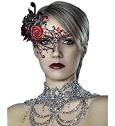 Amazon.com: Campsis Halloween Masquerade Masks Red Venetion Mask ...