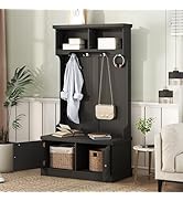 Amazon.com: Nourideaux Hall Tree with Bench and Shoe Storage, All in ...