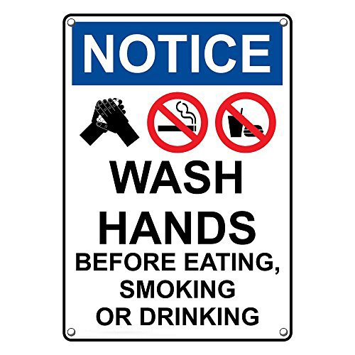 Amazon.com: Weatherproof Plastic Vertical OSHA Notice Wash Hands Before ...