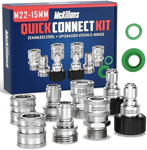 Amazon.com: McKillans® M22-14mm Pressure Washer Quick Connect Kit, M22-14mm to 3/8" Male Female ...