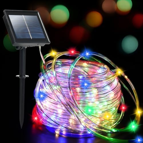 Solar Rope Lights, 66ft 200LED Solar String Lights, 8 Modes Waterproof ...
