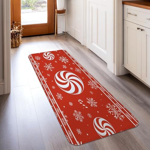Amazon.com: Candy Cane Runner Rug, Christmas Festive Snowflake Swirl ...