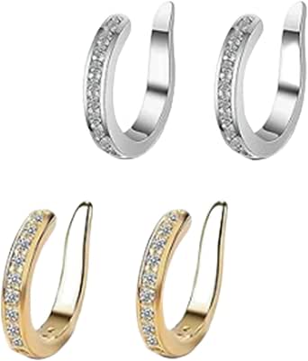 2 Pairs Ear Corrector Clip, Diamond Ear Cuffs for Women, Adjustable Non ...