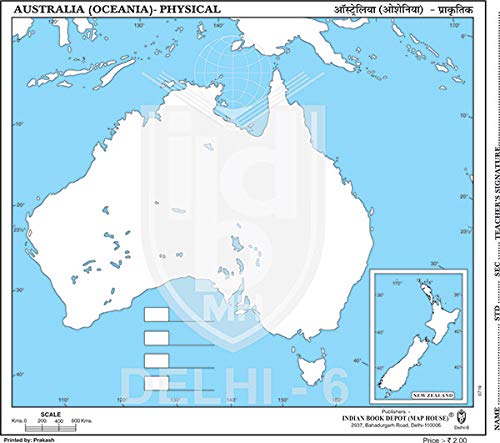 Physical Map Of Oceania With Key