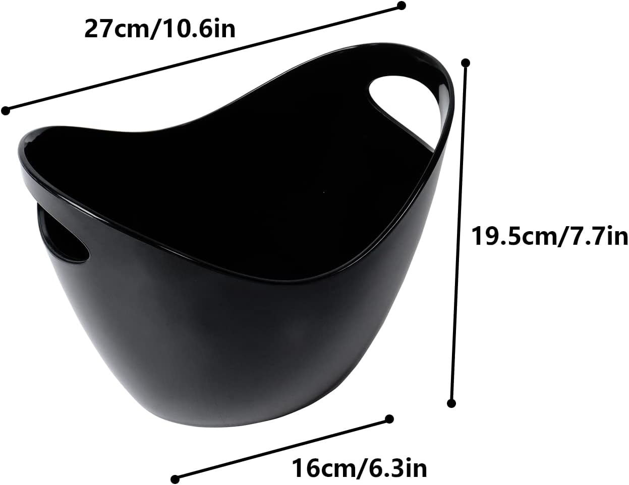 3L Ice Bucket Black Acrylic Drink Bucket, Plastic Ice Bucket Beverage ...