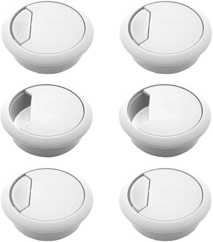 6 Pcs 2 Inch Plastic Desk Cord Cable Hole Cover Grommet Computer Cable ...