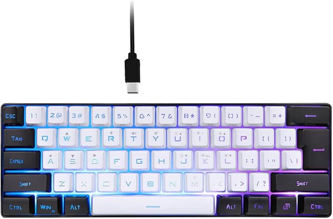Amazon.com: abucow Gaming Keyboard Black-White Minimalist Portable ...