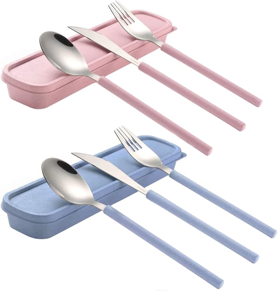 Amazon.com | Educatgame Cute Cutlery Set, Includin Reusable Stainless ...