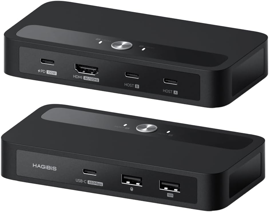 Amazon.com: Hagibis KVM Switch 1 Monitor 2 Computers with 100W PD, 4K ...