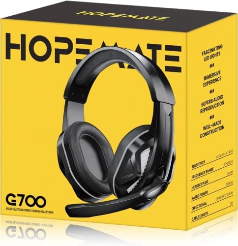 HOPEMATE Wired Headphone, LED Lights, Soft Earmuffs, Over-Ear Headphone ...