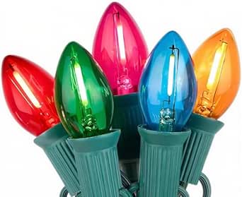 C7 Multicolor Vintage Christmas Lights, 26Ft LED String Lights with 27 ...