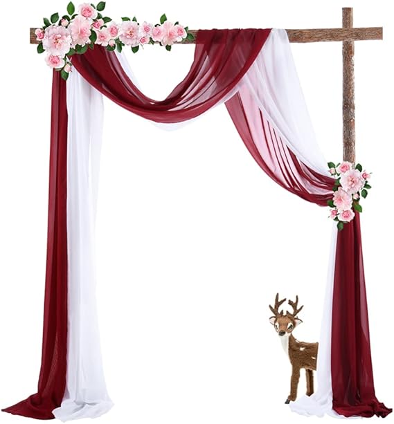 2 panelen bruiloft boog gordijnen, elastische chiffon boog draperie, 5 ...