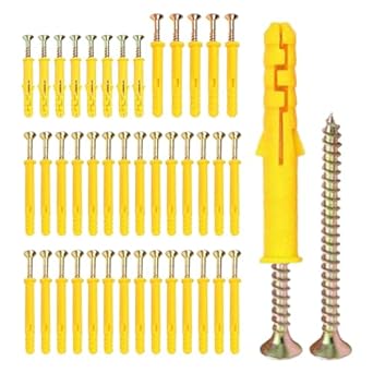 107Pcs Screws and Wall Plugs Set, 3 Sizes Wall Fixings Self Drilling ...