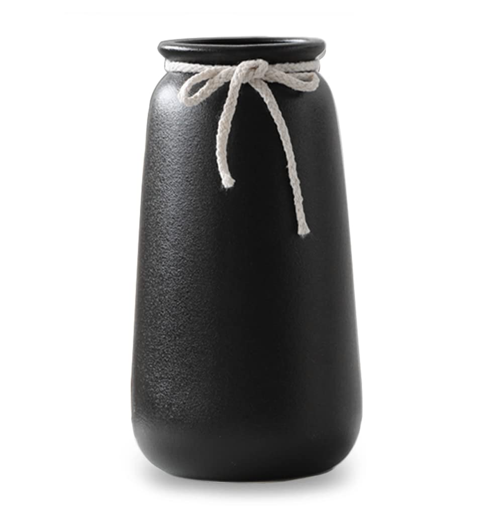 JUZAI Tall 10” Matte Black Ceramic Vases for Home Decor Table ...