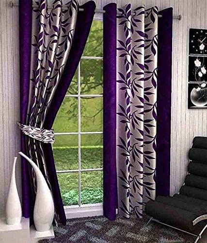 Buy Sunny HANDLOOMS Present Kolavari Polyester Purple Curtains Set of 2 ...