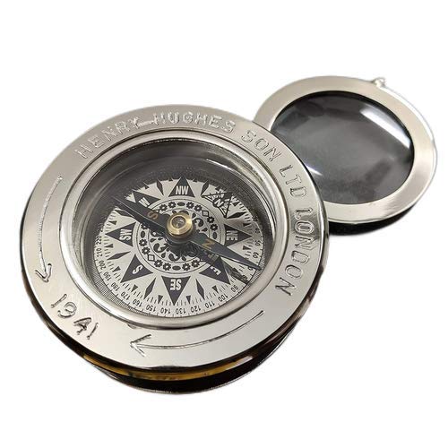 Antique Brass Chrome Finish Flip Compass Magnifier Collectible Gift ...