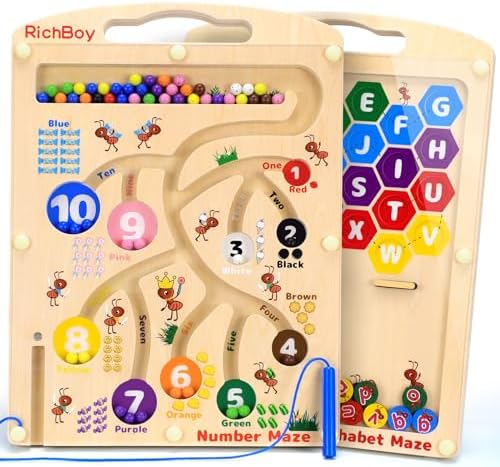 Amazon.com: Magnetic Alphabet Maze Letter Puzzle, Montessori Fine Motor ...