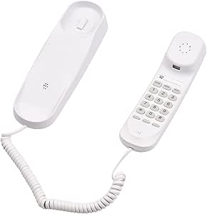 Eacam Corded Landline Phone Fixed Telephone Wall Mountable Mini Desktop Phone Supports Mute ...