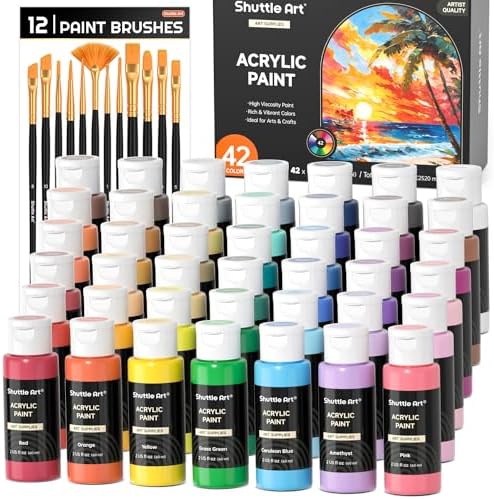 Amazon.com: Shuttle Art Acrylic Paint, 42 Colors Acrylic Paint Set with ...