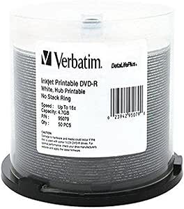 Amazon.com: Verbatim DVD-R Blank Discs 4.7GB 16X DataLifePlus White Inkjet Printable Recordable ...