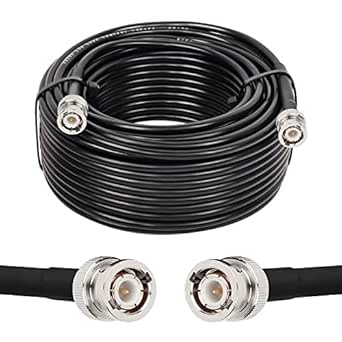 MOOKEERF BNC Male to BNC Male Coax Cable 60ft, 50 Ohm RG58 Coaxial Cable with BNC Connectors ...