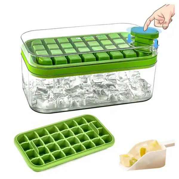 Buy Maitri KITCHENWAR 2 Layer Ice Cube Tray with Lid and Bin, Square ...