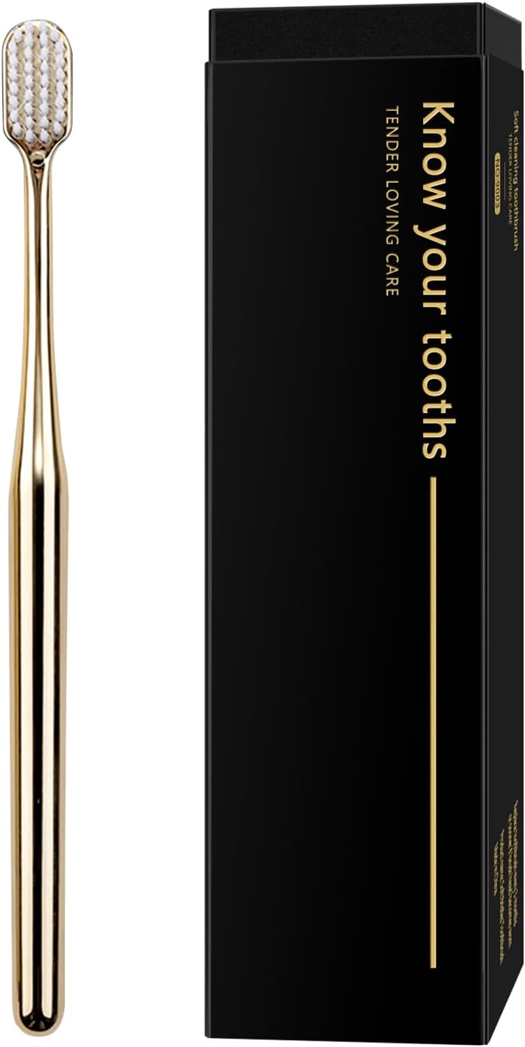 Amazon.com : Qcyuui Gold Color Toothbrush Soft Bristles Toothbrush Home ...