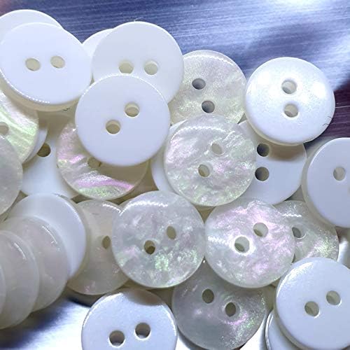 MajorCrafts® 50pcs 15mm Clear White Pearlescent 4 holes Small Round ...