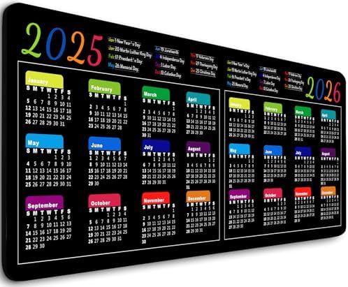Amazon.com: Large Gaming Mouse Pad 2025-2026 2 Year Calendar with ...