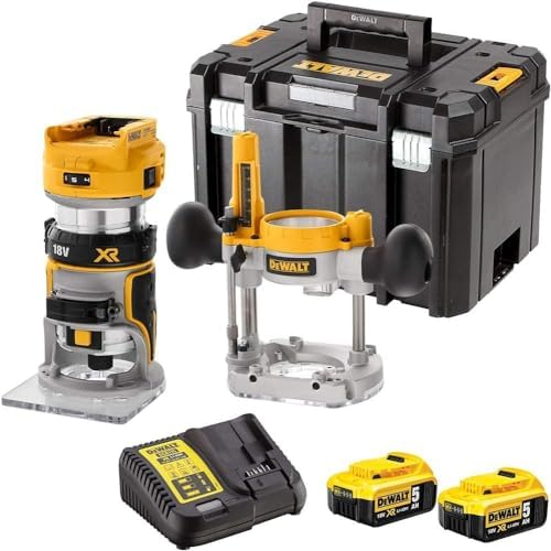 DeWalt DCW604NT 18V Brushless Router Trimmer with 2 x 5.0Ah Batteries ...