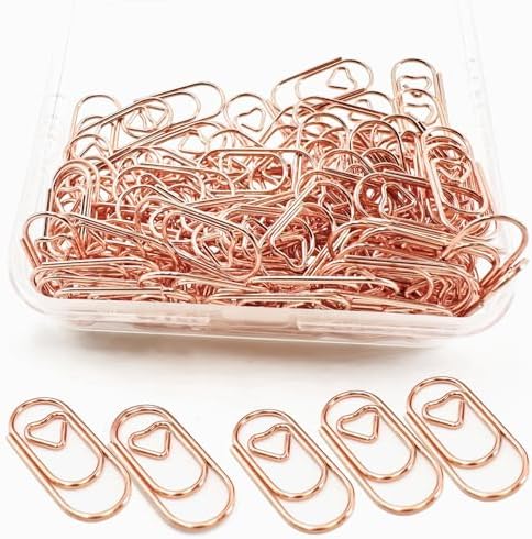 Amazon.com : 200 Pcs Heart Paper Clips Mini, Rose Gold Paperclips ...