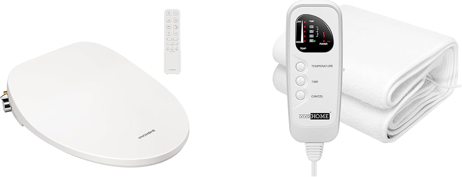 VIVOHOME Smart Heated Bidet Toilet Seat with Remote Control, Self ...