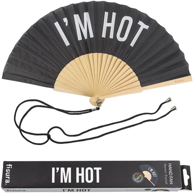 Amazon.com: Fisura - Original black folding fan with message I'm hot ...