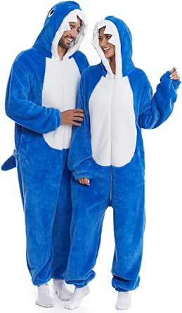 Amazon.com: HSCTEK Adult Luxury Double-sided Flannel Shark Onesies with ...