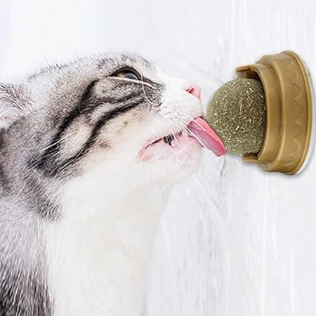 Chutoral Catnip Balls Toy Rotatable Licking Treats Toys for Cats Cat ...