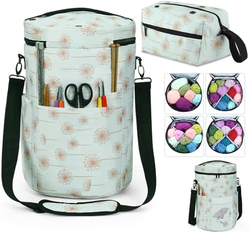 Amazon.com: ZFZGFRCS 2PCS Knitting Bag Crochet Bag Organizer Set Round ...