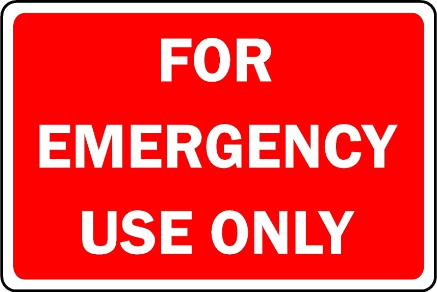 for Emergency use only Safety Sign - Self Adhesive Sticker (200mm x ...