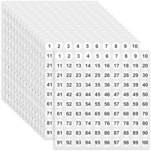 55 Sheets Number Stickers 1-100, 0.4Inch Small Number Stickers Round ...