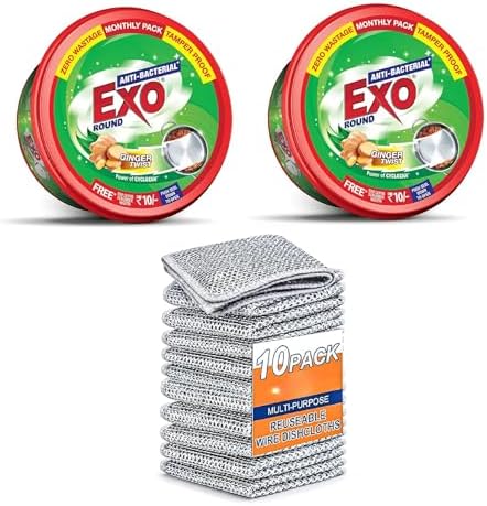 Exo Round Dishwash Bar 700G Set Of 2 With Exo Super Scrubber Free ...
