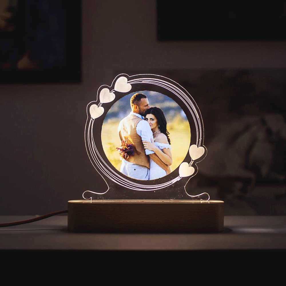 Buy Dezains LED Photo Night Lamp - Wooden Base - Add Your Own Photo on ...