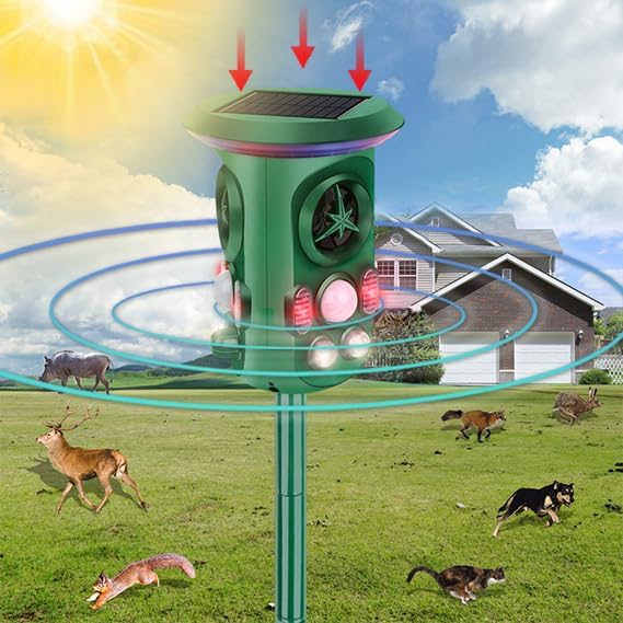 Amazon.com: Solar Animal Repeller,2024 Upgrade Ultrasonic Animal ...