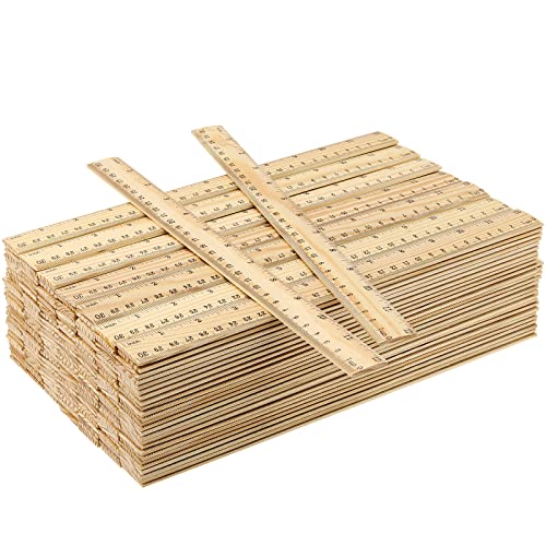 MANCHAP 144 PCS 12 Inch Wooden Rulers, Double Sided Pine Wood School ...