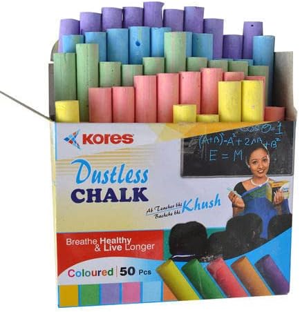 Doms Dustless Coloured Chalk Box Pack | Extra Bright, Smooth & Long ...