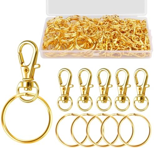 Didilor 100Pcs Swivel Lobster Clasps & Key Ring Hoops with Plastic Box ...