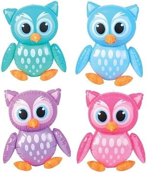 Amazon.com: 4 Adorable 24" Owl Inflates - Birthday Party Colorful ...