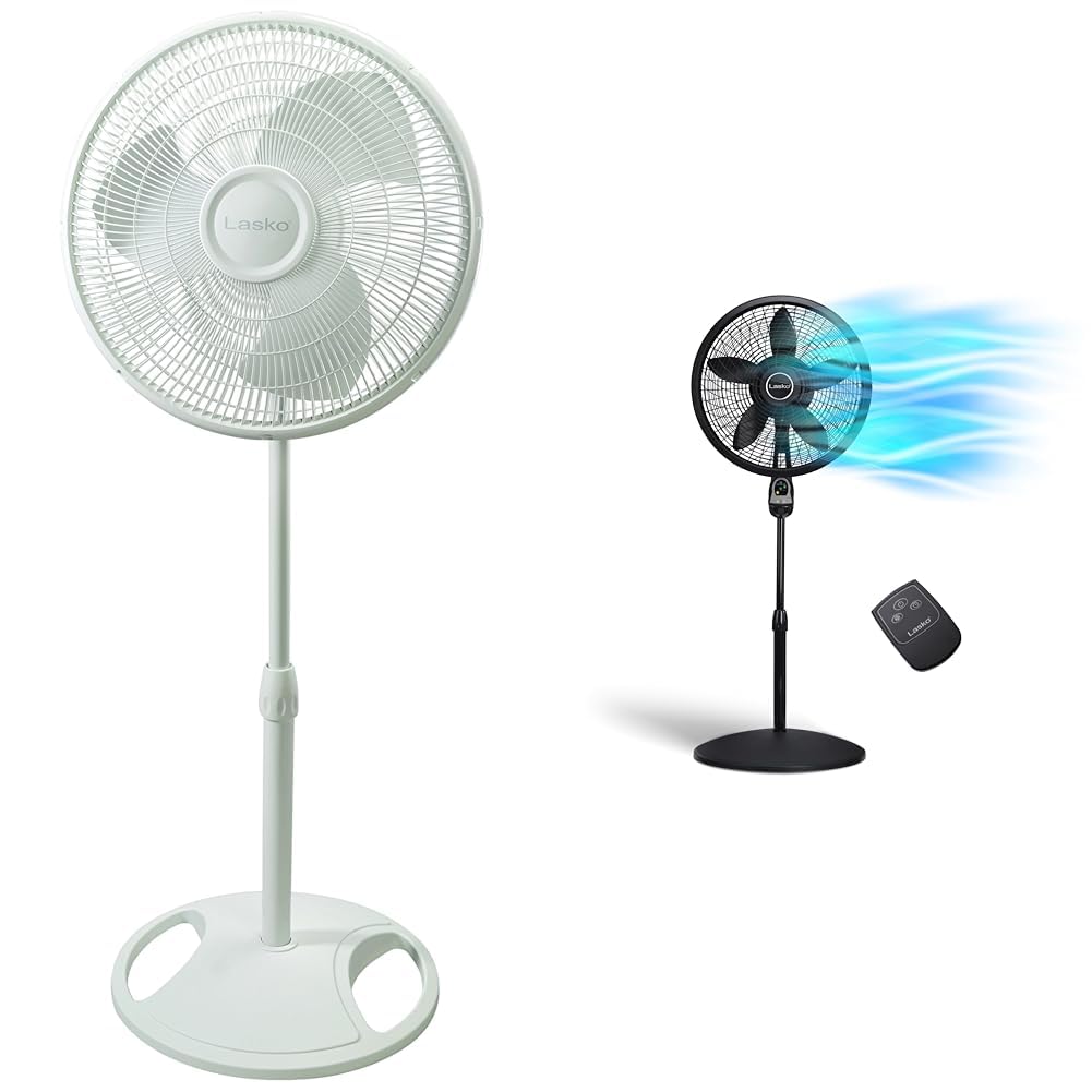 Lasko 2520 Oscillating Stand Fan,White 16 Inch & Oscillating Cyclone ...